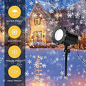 Christmas Projector Lights Outdoor, Snowflake LED Projector Lights with Remote Control, IP65 Waterproof Landscape Decorative Lighting for Xmas, Halloween, Party