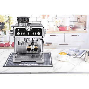 URBN Premium Thick Non-Slip"But First Coffee" Rubber Spill Mat for Countertop or Kitchen Bars, 18in x 14in x 0.4in - Black