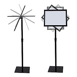 Adjustable Heavy Duty Pedestal Sign Holder Poster Stand - 8.5x11 Inch Vertical & Horizontal Sign Stand Displayed Poster Holder - Steel Square Base Sign Stands for Display, Advertisement & Outdoor Sign