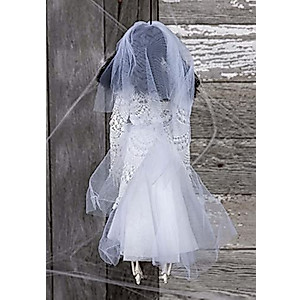 Fun Costumes 16" Skeleton Bride Dress Posable Decoration Ornament, Haunted House Party Halloween Display