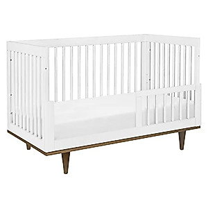 DaVinci Marley 3-in-1 Convertible Crib in White Finish and Walnut Legs, Greenguard Gold Certified