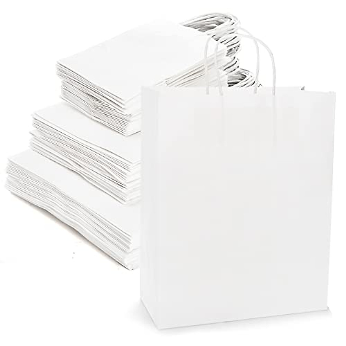 Yesland 90 Pcs White Paper Bags with Handles Bulk - 3 Sizes White Gift Bags and Kraft Paper Gift Bags - Paper Shopping Bags and Craft Bags for Shopping Packaging Retail Party Wedding, 10 x 4.7 x13 In