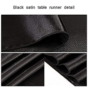 5 Pack Black Table Runners 12 x 108 Inches Long Smooth Satin Silk Black Table Runner for New Year Party Black Valentine's Day Wedding Birthday Banquet