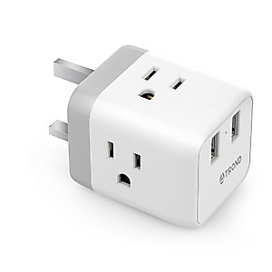TROND US to UK Plug Adapter - Ireland Hong Kong Type G Travel Adapter with 3 Electrical Outlets 2 USB, USA to Dubai Singapore England Scotland British Kenya Qatar Power Converter Adaptor, ETL Listed
