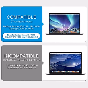 dockteck Thunderbolt 3 to Dual 4K 60Hz HDMI Adapter, Thunderbolt 3 Dock USB Type C to Dual HDMI 2.0 Adapter, Supports Up to Two Monitors on Mac and Some Windows