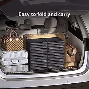 Zarler 18 Compartments Collapsible Drop Front Shoe Storage Boxes, Instant Assembly Shoe Organizer for Closet Clear Hard Plastic Stackable, Men Size 12 Sneaker Display Shoes Containers, Black