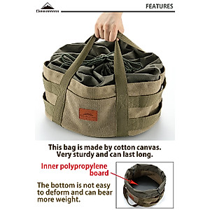 CAMPINGMOON Canvas Carry Bag for 12-inch Dutch Oven DO-32BK