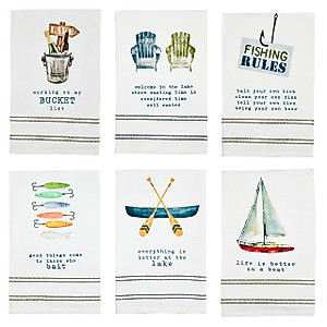 Mud Pie Lake Watercolor Towel, Fish, 26" x 13"