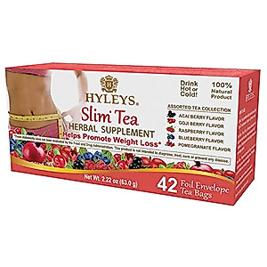 Hyleys Slim Tea 42 Ct Assorted - Weight Loss Herbal Supplement Cleanse and Detox - 42 Tea Bags (1 Pack)