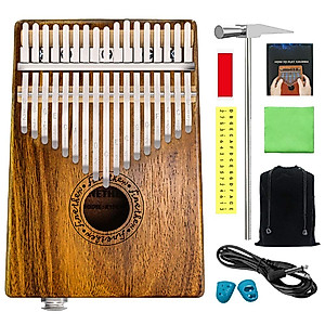Kalimba 17 Keys Thumb Piano（with Pick up Jack）Mahogany Koa Wood Mbira Sanza Finger Piano Tune Hammer Gift for Kids Adult Beginners Professional Musical Instruments