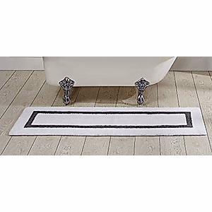 Better Trends Hotel Collection is Super Absorbent Reversible Double Sided Thick Bath Mat Rug Machine Washable 100% Cotton in Race Track Pattern, 20" x 60" Runner, White & Grey