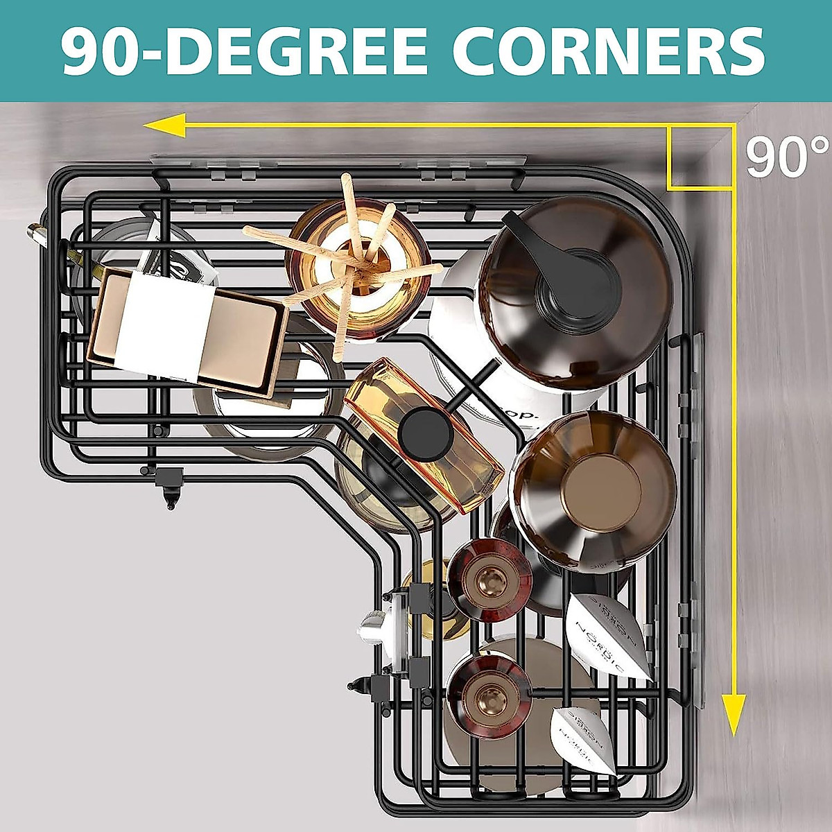 SOLY Corner Shower Caddy,3 Pack Adhesive Shower Corner Organizer Shelves, Rustproof Stainless Steel No Drilling Rack with Hooks&Soap Holder for Bathroom, Countertop and Kitchen