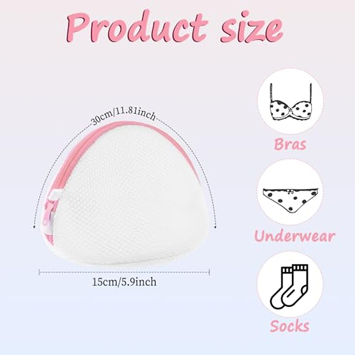 Jeffdad 3 Pack Bra Washing Bag For Laundry, Mesh Wash Bag For Bras with Zipper, Women Lingerie Bags Wash For Washing Delicates(Pink Green Grey)