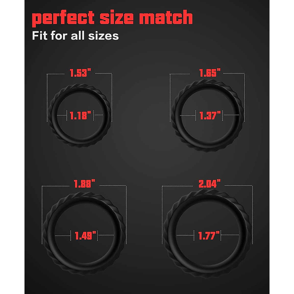 Dovelo Silicone Penis Rings kit, 4 Different Sizes Cock Rings for Men Sex Toy, Adult Sex Toys & Games