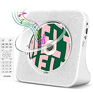 Kogoda Desktop CD Player Portable with Bluetooth,Dual Stereo Speakers, CD Music Player for Home with Remote Control,Dust Cover,FM Radio,LED Screen,3.5mm Jack AUX Input Output,White