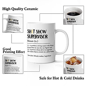 Hijie Supervisor Funny Coffee Mug, Supervisor Gifts for Women Men, Thank You Gifts for Manager Coworker Mentor Leader Boss, Supervisor Mug, 11 Oz Ceramic Cup