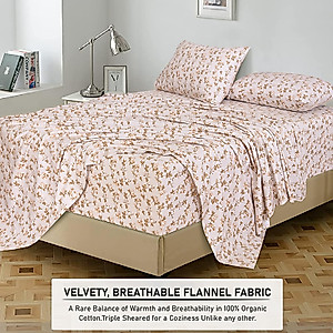 RUVANTI Flannel Sheets Full Size - 100% Cotton Double Brushed Bed Sheets Set, Deep Pockets 16 Inches, All Seasons Breathable & Extra Soft Full Sheets, Warm & Cozy, 4 Piece, Dazzale