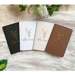 Vow Books Set of 2 Elegant His and Hers Vow Books 48 Pages Wedding Notebook With Plenty of Pages to Write Vows Wedding Vow Books with Gold Foil Floral Lettering Wedding Essentials for Bride Groom