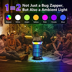 Solar Bug Zapper Outdoor, 4200V Effective Mosquito Zapper, Cordless Bug Zapper Outdoor, 4000mAH Rechargeable Fly Zapper, 4 Modes Insect Zapper for Patio, Porch, Kitchen, Bedroom