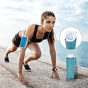 SPECIAL MADE Collapsible Water Bottles Cups Leakproof Valve Reusable BPA Free Silicone Foldable Travel Water Bottle Cup for Gym Camping Hiking Travel Sports Lightweight Durable (Type2 Dark Green)