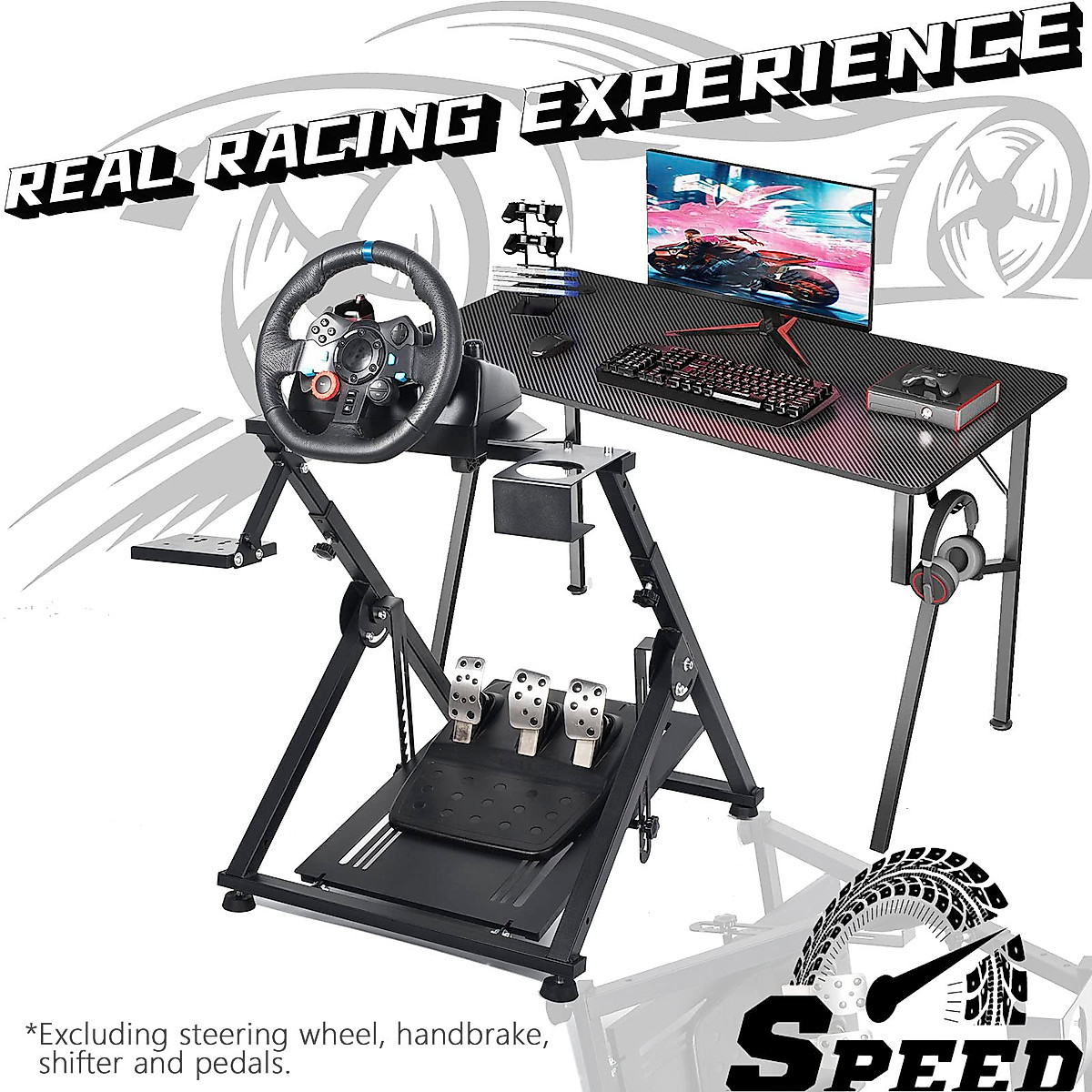 Dardoo X Frame Foldable Racing Steering Wheel Stand Fit for Logitech G27 G25 G29 G920 T300RS Tilt Adjustable Racing Simulator Without Steer Wheel, Shifter and Pedals