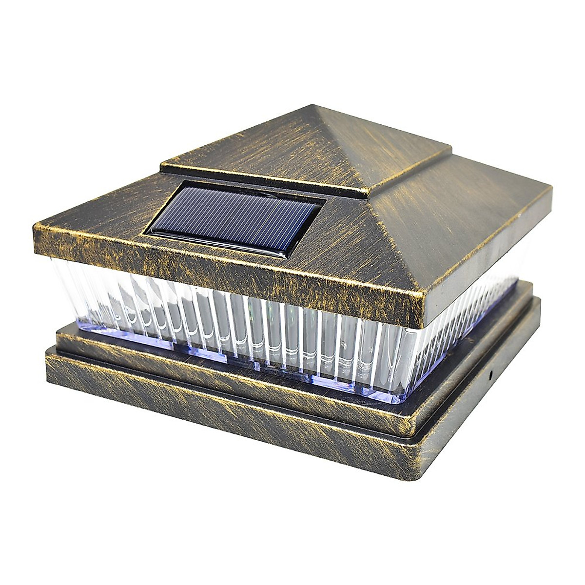 iGlow 8 Pack Vintage Bronze Garden 6 x 6 Solar SMD LED Post Deck Cap Square Fence Light Landscape PVC Vinyl Wood Bronze