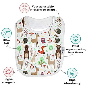 KiddyStar Premium Organic Cotton Toddler Bib, 5-pack Extra Large Baby Bibs, Baby Shower Item for Feeding, Drooling, Teething (Dinos & Whales)