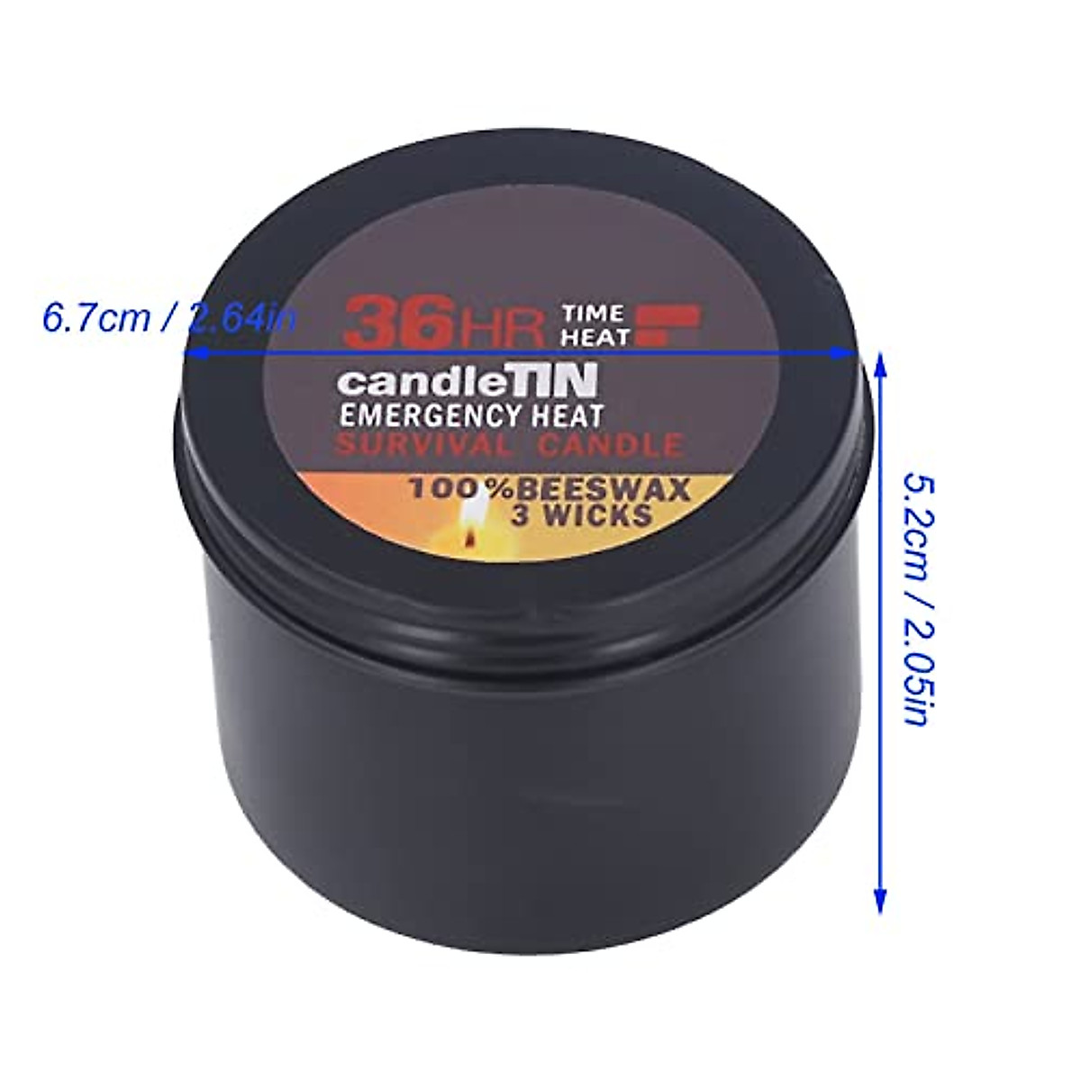 Cuifati Survival Candle, 3 Wicks 36 Hours Burning Portable Emergency Candle for Camping, Picnic, Home & Office