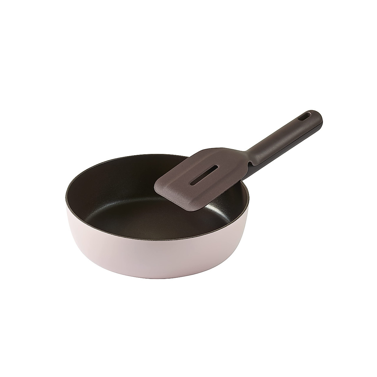 Dr.HOWS Neo Nonstick Coating Saute Pan 9.5 inch Rose Pink Color - Round Frying Pan with Rubber-Coated Handle - Pot For Induction, Ceramic, Electric, Halogen