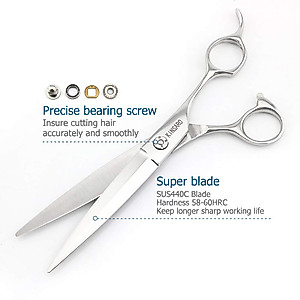 Barber Scissors 7" Professional Sliding Hair Scissors Willow Shape Sliding Hair Shears Professional Sliding Haircut Shears Razor Edge 440c Barber Shears KINSARO