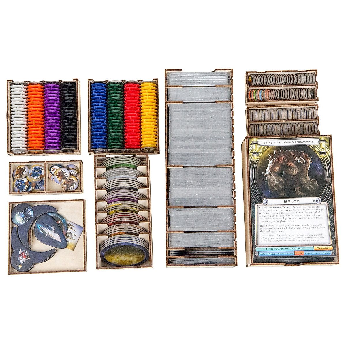 The Broken Token Board Game Organizer - Cosmic Encounter Compatible Collector's Edition Game Crate & Storage Box with Multiple Trays