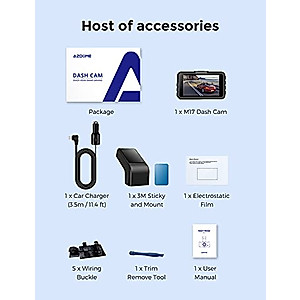 AZDOME M17 WiFi Dash Cam with APP 1080P FHD DVR Car Driving Recorder 3 Inch IPS Screen Dashboard Camera 150° Wide Angle, G-Sensor, Parking Monitor, Loop Recording, Super Night Vision