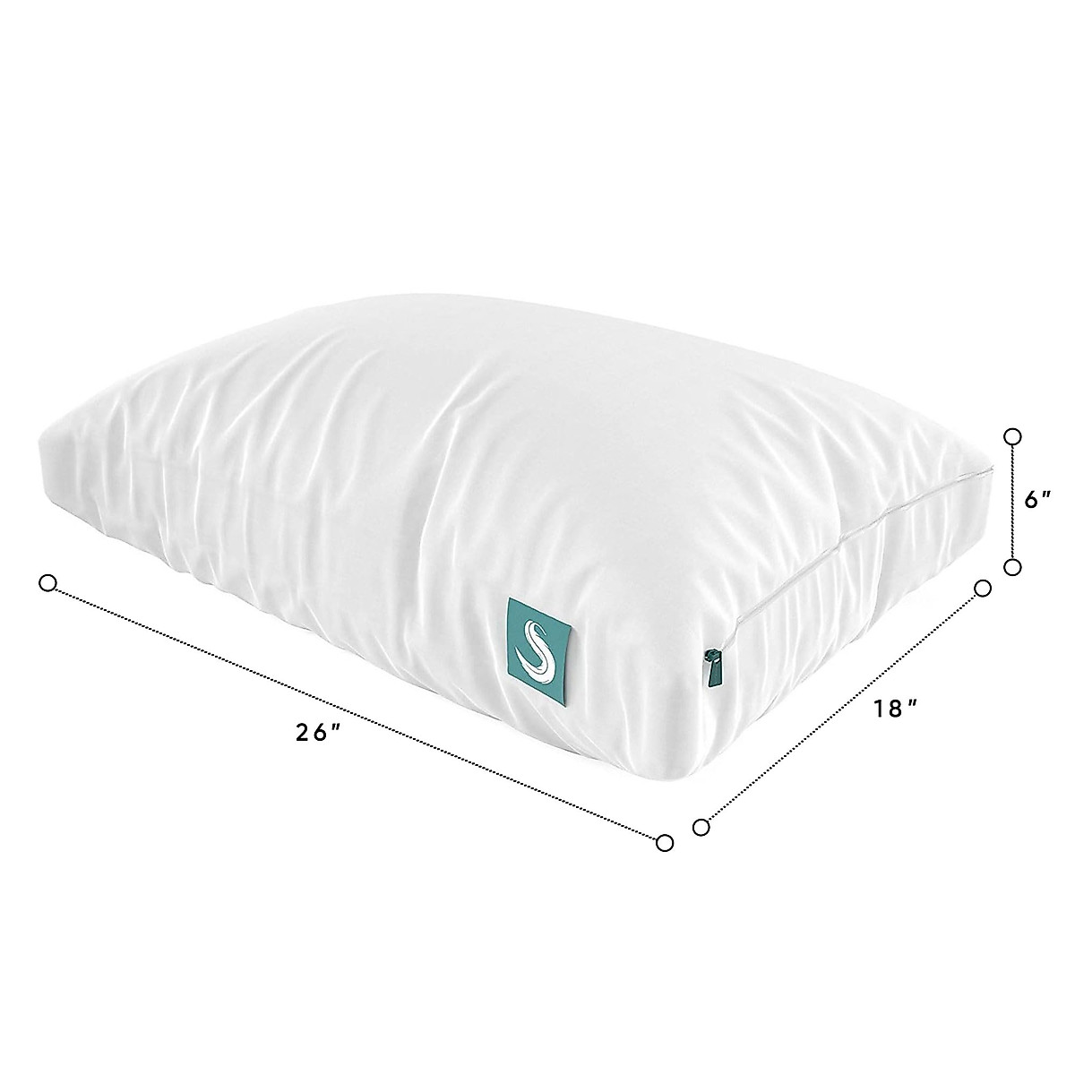 Sleepgram Bed Support Adjustable Hypoallergenic Cool Sleeping Loft Soft Pillow with Removeable Microfiber Cover, Queen Size, White