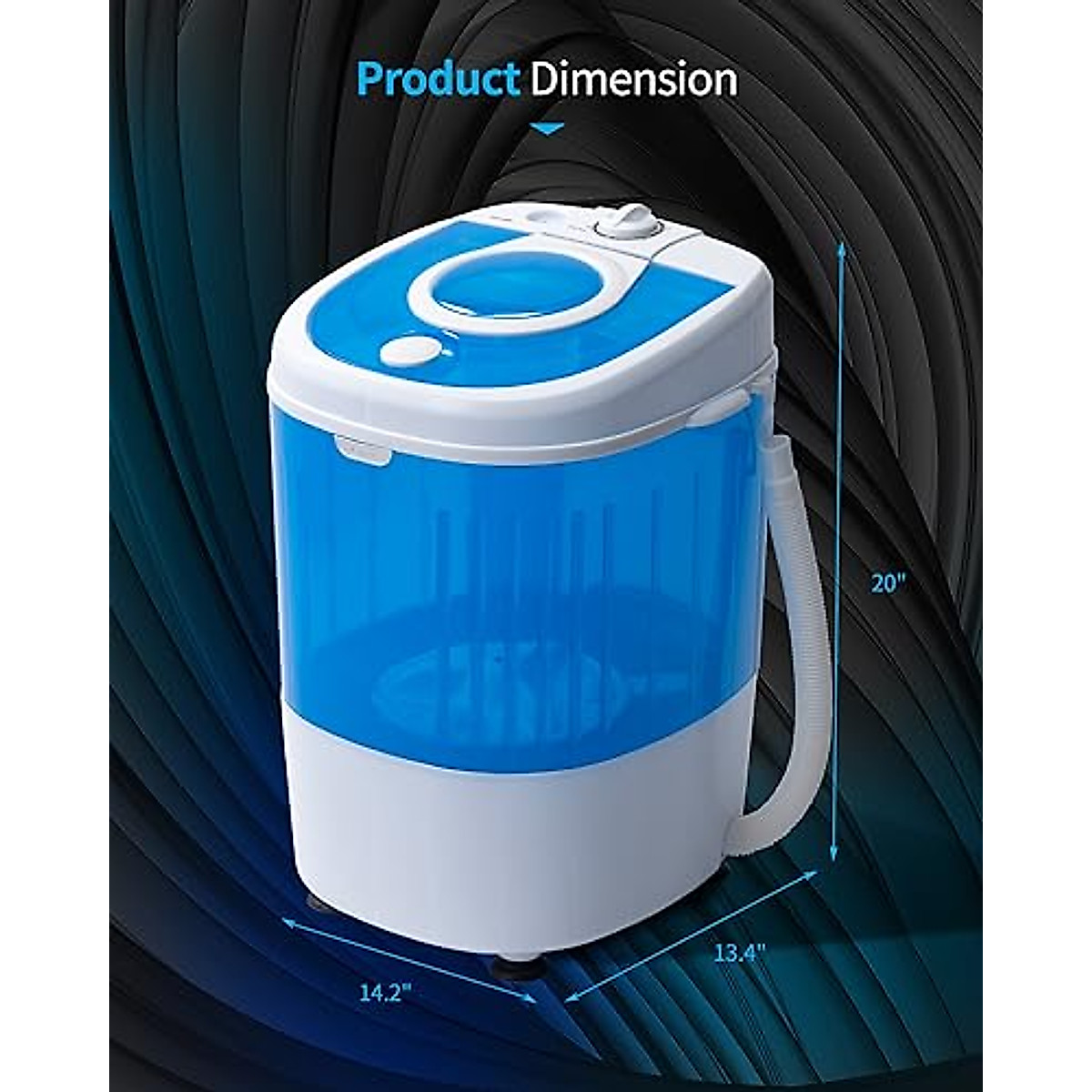 Muhub Portable Mini Washing Machine, Small Washer no dryer, 7.7lbs Semi-Automatic Compact Washer Machine, Laundry Washer for Home Apartment RV, Blue