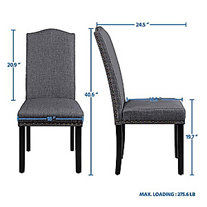 Yaheetech Dining Chairs with Rubber Wood Legs Fabric Upholstered Armless Chairs for Kitchen Dining Room Living Room Hotel Weeding Lounge Reception, Set of 4, Dark Gray