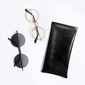 alladaga 3 Pack Leather Soft Sunglasses Case Squeeze Top Portable Eyeglasses Pouch Glasses Bag for Women Men