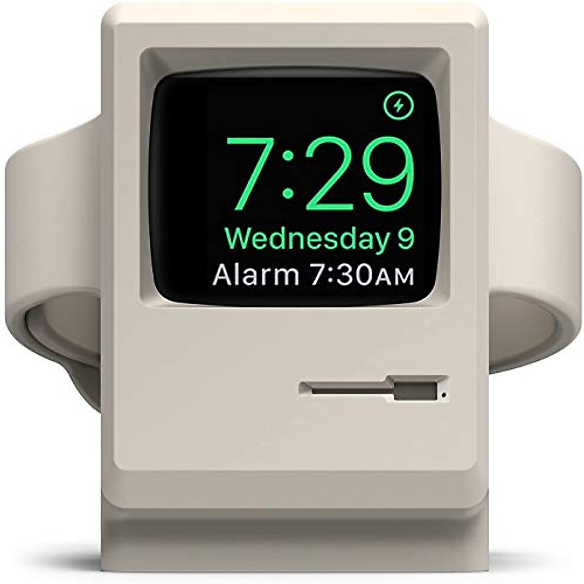 elago W3 Stand Compatible with Apple Watch Series 8/SE2/7/6/SE/5/4/3/2/1 (45mm, 44mm, 42mm, 41mm, 40mm, 38mm) (Classic White) - Classic Monitor Design, Compatible with Nightstand Mode