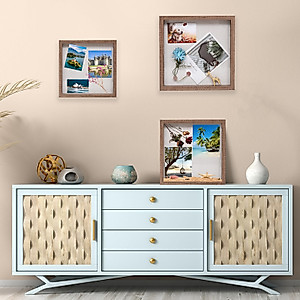 Muzilife 8x8 Shadow Box Picture Frame with Linen Board - Deep Wood & Glass Display Rustic Case Ready to Hang Memorabilia, Pins, Awards, Medals, Wedding, Tickets, and Photos, Carbonized Small