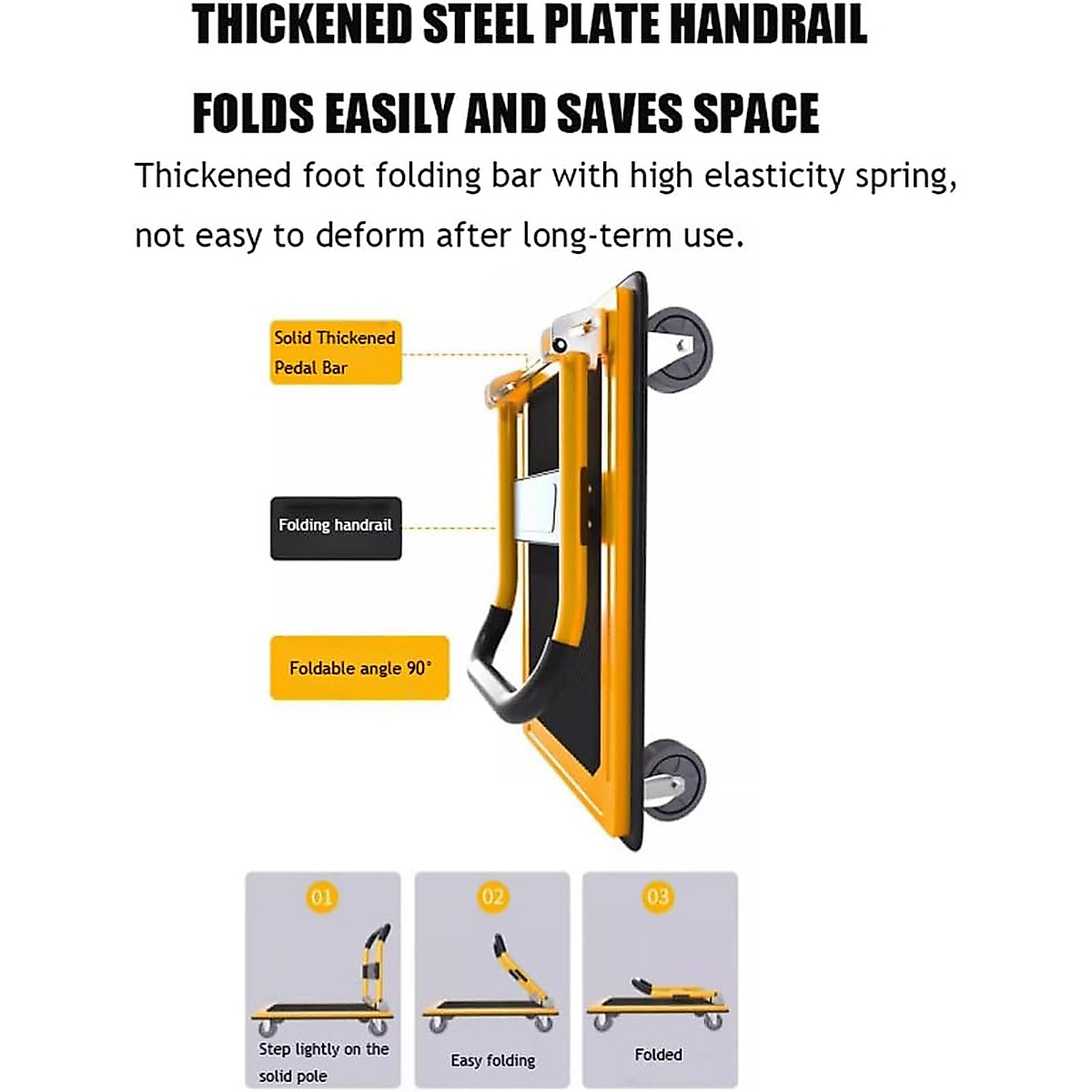 Generic Rolling Flatbed Cart Dolly Folding Platform Trolley Heavy Duty Hand Sack Truck Transport Truck for Loading and Storage,Hold Up to 330 Lbs (Green)