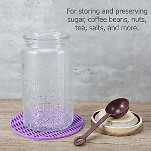 EIKS Glass Storage Jars Airtight Containers with Wooden Lid, Scoop & Protection Mat for Storing Candy Coffee Beans Tea Cookie Nuts, Capacity 1000ml