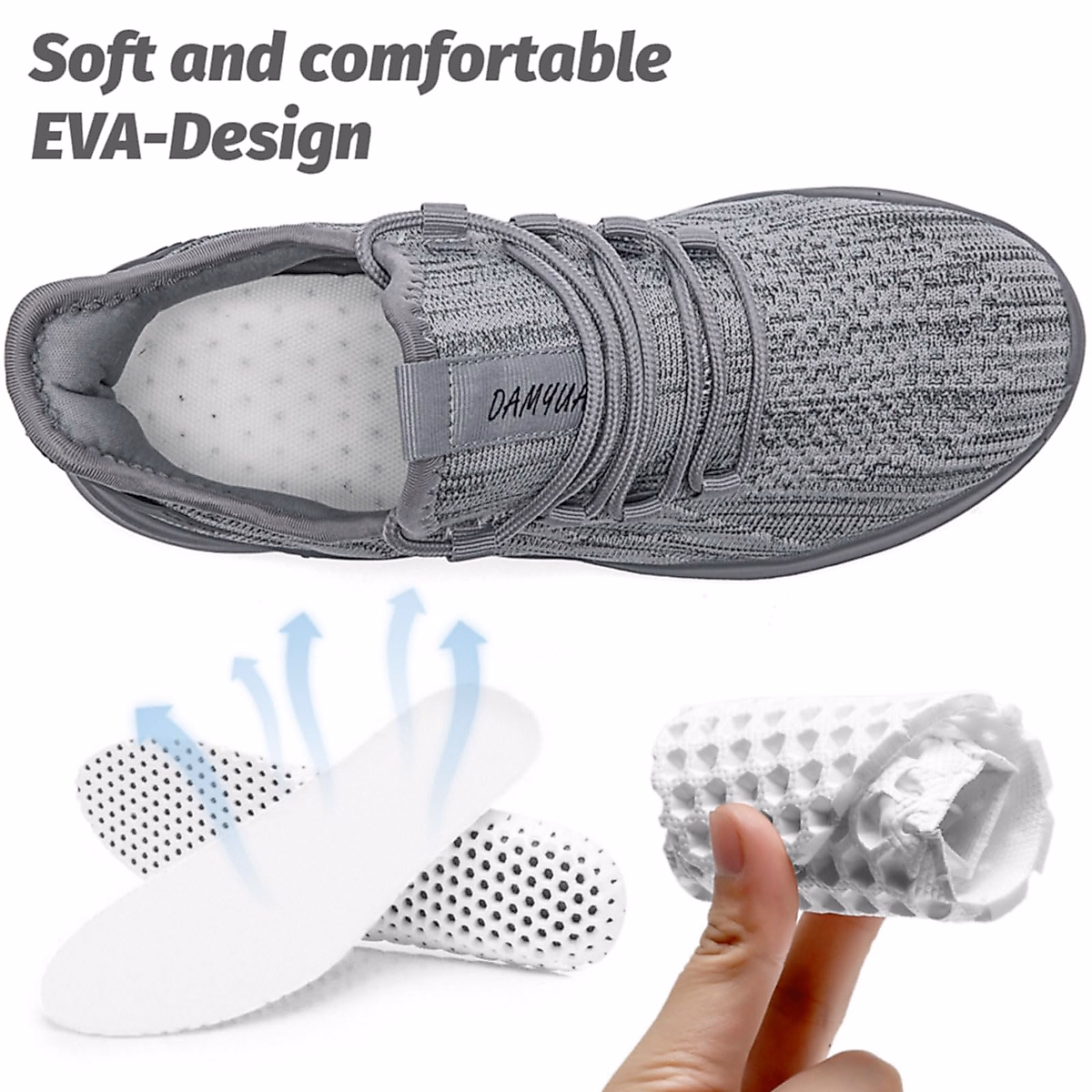 ZMBCYG Womens Running Shoes Tennis Shoes Lightweight Breathable Non Slip Walking Sneakers Grey Womens Size 8