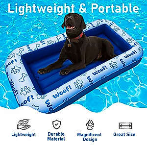 Schwimmer Dog Pool Float For Large Dogs - Dog Floats for Pool, Lake, River&Ocean - Dog Pool Floats for Small, Medium & Large Dogs - Durable & Thick Dog Float for Pets,Kids & Adults up to 220lbs - Blue