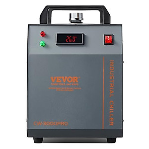 Industrial Water Chiller, CW-3000(PRO), Air-Cooled Industrial Thermolysis Type Water Chiller with 12L Water Tank Capacity 18 L/min Max Flow Rate, for 40W-80W CO2 Laser Engraving & Cutting Machines