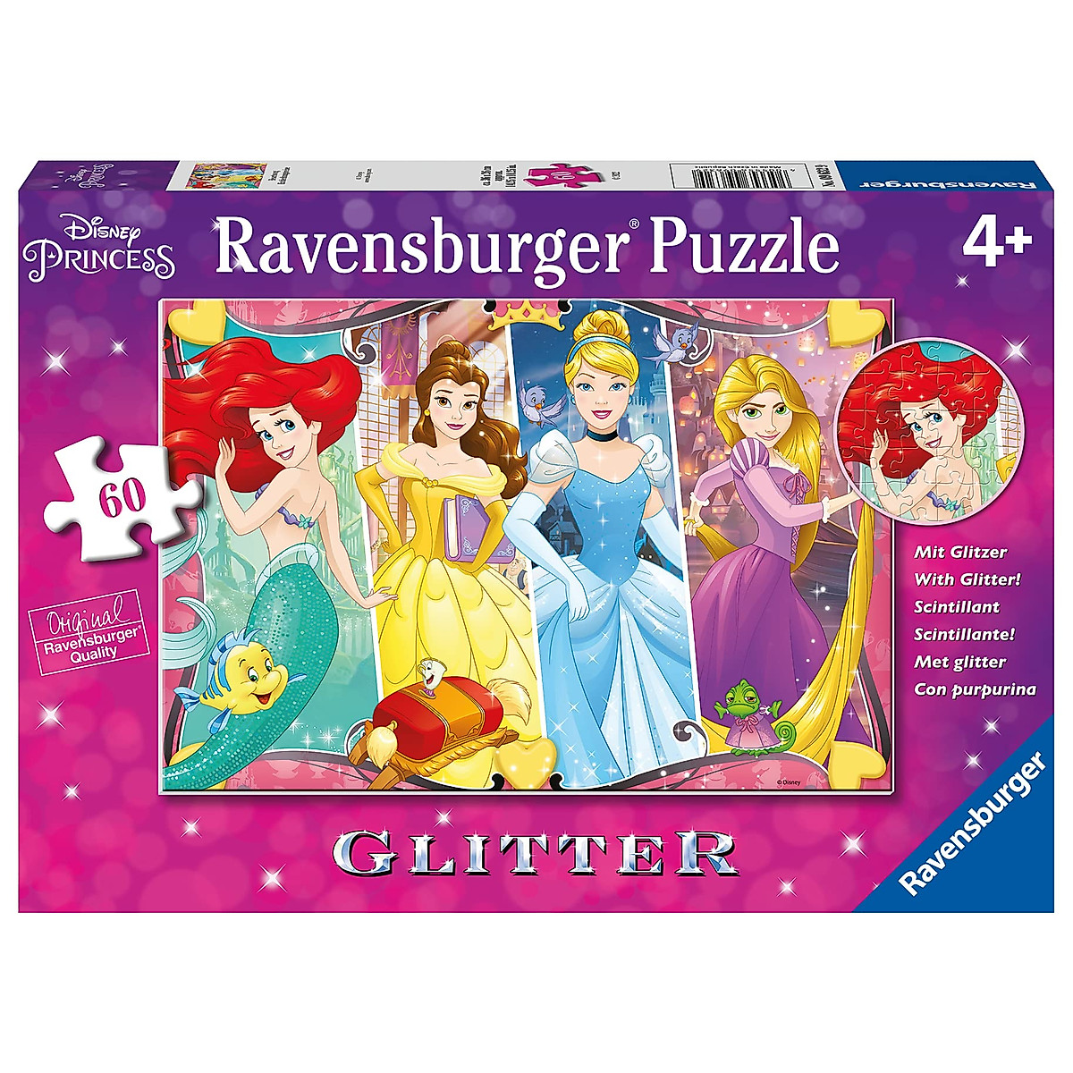 Ravensburger Disney Princess Heartsong Glitter Jigsaw Puzzle - Unique 60 Piece Puzzle for Children | Anti-Glare Surface | Skill Development Toy | Perfect Christmas or Birthday Gift