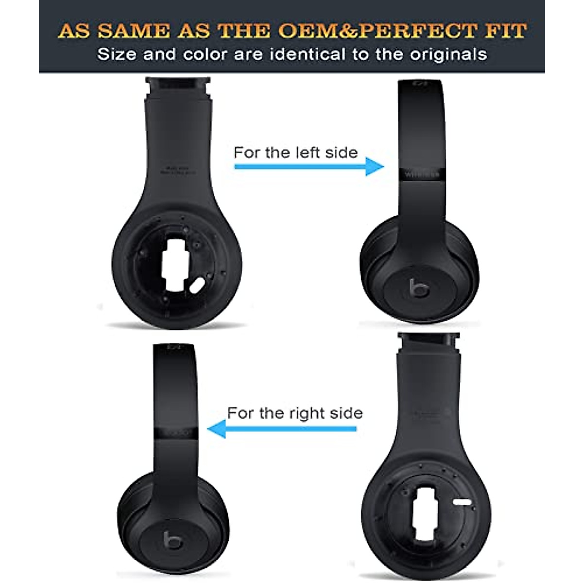 Studio 3 Inside Panel as Same as The OEM Studio3 Replacement Parts Inner Earphone Shell Accessories Compatible with Beats by Dr. Dre Studio 3/A1914 Studio 2 Wireless/B0501 Headphones (Matte Black)