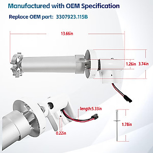 3307923.115B Awning Torsion Assembly White for Dometic WeatherPro Power Patio Awning Power Awning Motor RV Awning RH Drive Head Assembly