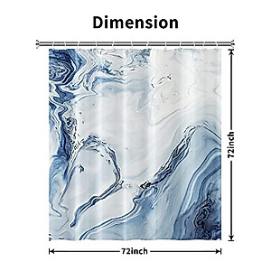 MIRRORANG Blue Marble Waterproof Fabric Shower Curtain for Bathroom Luxury Washable with 12 Hooks,72x72 Inch