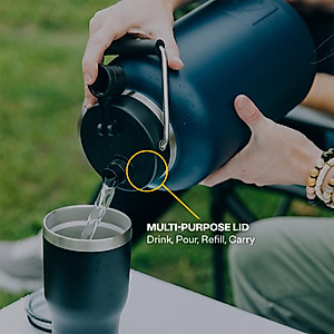 RTIC Jug with Handle, One Gallon, White Matte, Large Double Vacuum Insulated Water Bottle, Stainless Steel Thermos for Hot & Cold Drinks, Sweat Proof, Great for Travel, Hiking & Camping