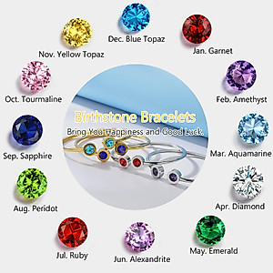 PROSTEEL Crystal Bracelet Blue March Birthstone Aquamarine Stainless Steel Womens Cuff Bracelets Bangle