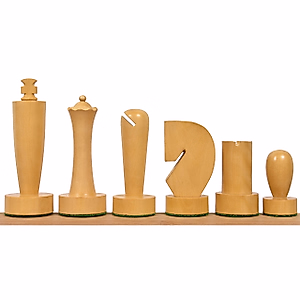 RoyalChessMall-3.9" Berliner Modern Minimalist Chess Pieces Only Set- Weighted Ebonised Boxwood